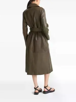 YVES SALOMON Leather Trench Coat - Green