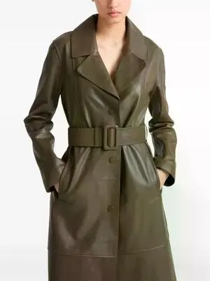 YVES SALOMON Leather Trench Coat - Green