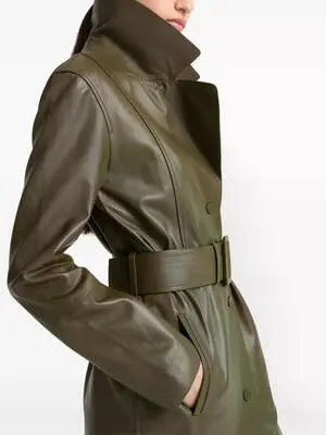 YVES SALOMON Leather Trench Coat - Green