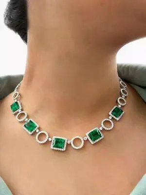 JUWELINA PARIS Sterling Emerald Necklace - Silver
