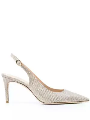 STUART WEITZMAN 80mm Lurex Slingback Pumps - Silver