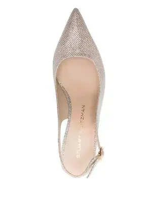STUART WEITZMAN 80mm Lurex Slingback Pumps - Silver