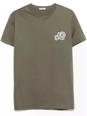 Moncler Double-logo-patch Cotton T-shirt - Green