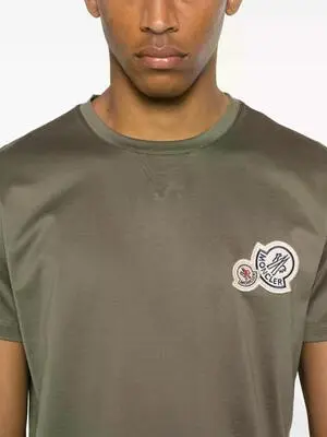 Moncler Double-logo-patch Cotton T-shirt - Green
