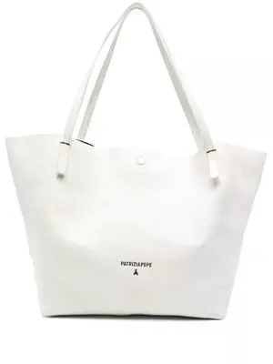 Patrizia Pepe Hammered-leather Tote Bag - White