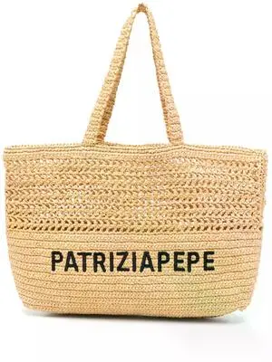 Patrizia Pepe Logo-embroidered Tote - Neutrals