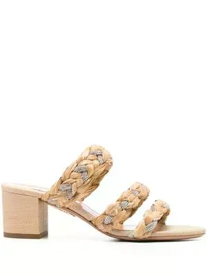 AQUAZZURA Costiera Crystal Sandals - Neutrals