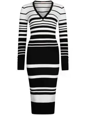 Liu Jo Striped Midi Dress - Black