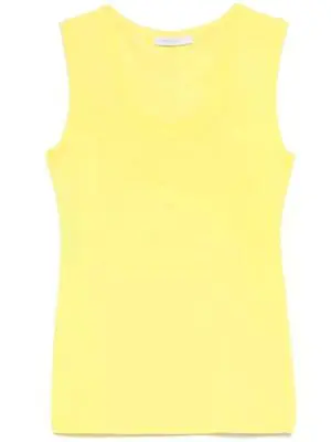 Patrizia Pepe Rubberised-logo Tank Top - Yellow