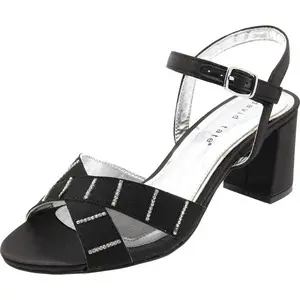 DAVID TATE Cocktail Ankle Strap Sandal - Black Satin