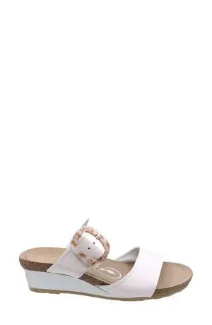 DAVID TATE Fantasy Platform Wedge Slide Sandals - White