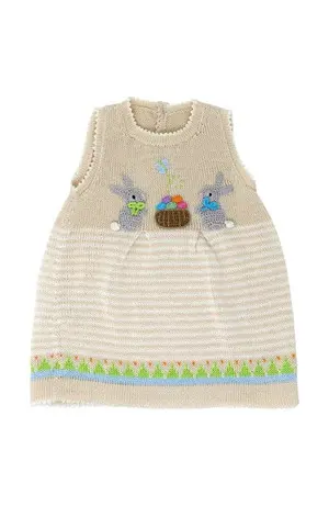 MELANGE COLLECTION Knit Easter Dress With Appliqués