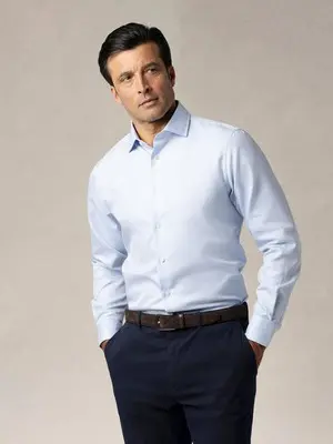 Robert Talbott Reynolds Hopsack Contemporary Fit Shirt - Blue