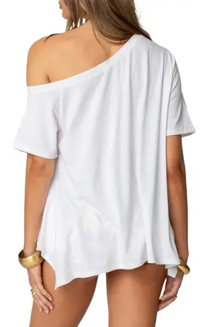 EDIKTED Oversized One-shoulder Handkerchief Hem Top