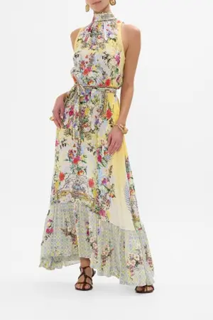 Camilla Silk Necktie Maxi Dress