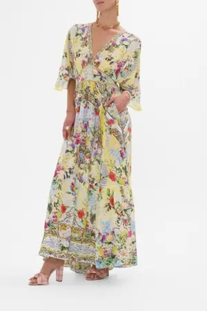 Camilla The Waisted Maxi Dress With Ruffle Hem - Flor Fantastica