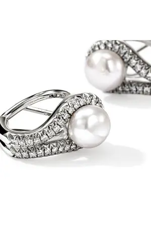 John Hardy Pearl And Diamond Earrings - Silver