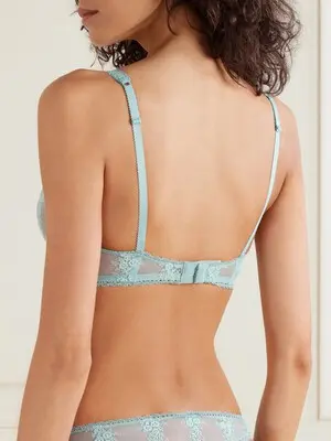 ERES Fleur Du Sel Gourmande Embroidered Stretch-mesh Soft-cup Bra - Blue