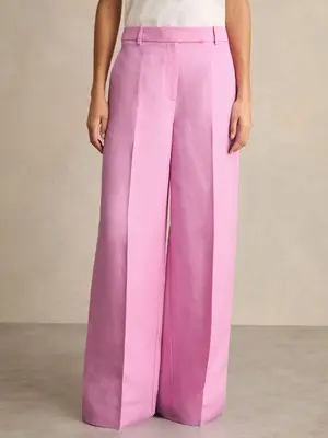 REISS Raine Wide-leg Linen Blend Trousers