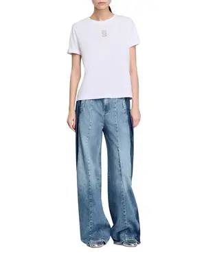 Sandro Embroidered Cotton T-shirt