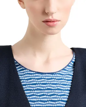 Emporio Armani Geo Textured Jacquard Jersey Top
