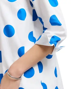 Foxcroft Agnes 3/4 Sleeved Dot Shirt - White/blue