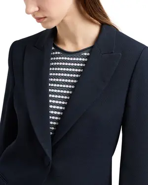 Emporio Armani Single Breasted Tonal Chevron Blazer