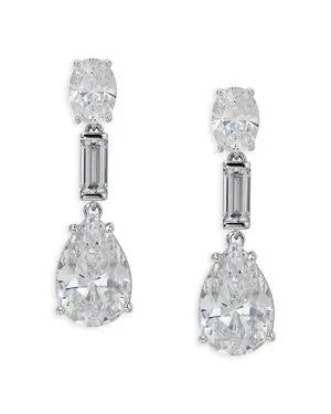 Nadri Cubic Zirconia Drop Earrings - Silver