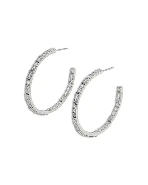 Nadri Cubic Zirconia Hoop Earrings - Silver