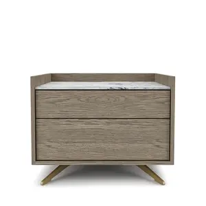 HUPPE Memento 2-drawer Large Nightstand - Raw Oak/ White Cherokee Mable