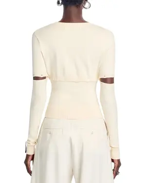 Rokh Multi Button Crewneck Cardigan - Cream