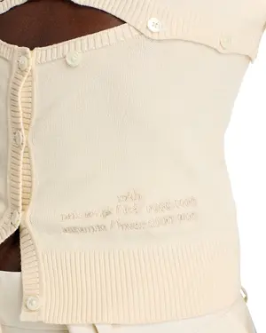 Rokh Multi Button Crewneck Cardigan - Cream