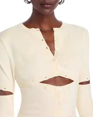 Rokh Multi Button Crewneck Cardigan - Cream