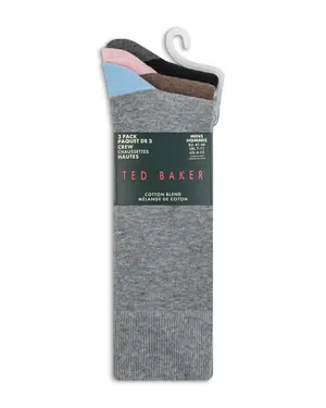 Ted Baker London Crew Socks, Pack Of 3 - Medium Grey