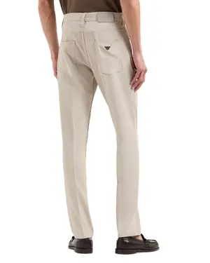 Emporio Armani Regular Fit Stretch Cannette Trousers - Beige