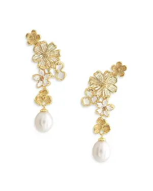 ANABEL ARAM Bloom Cultured Freshwater Pearl Drop Earrings - Gold