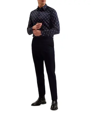 Ted Baker London Mikceal Slim Fit Long Sleeve Floral Shirt - Navy