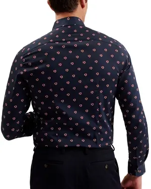 Ted Baker London Mikceal Slim Fit Long Sleeve Floral Shirt - Navy