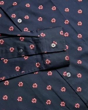 Ted Baker London Mikceal Slim Fit Long Sleeve Floral Shirt - Navy