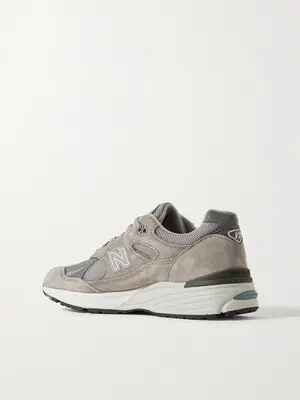 NEW BALANCE 991v2 Mesh-trimmed Suede Sneakers - Gray