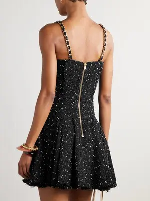 Balmain Embellished Tweed Mini Dress