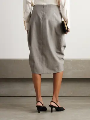 Stella McCartney Draped Pinstriped Wool-crepe Skirt