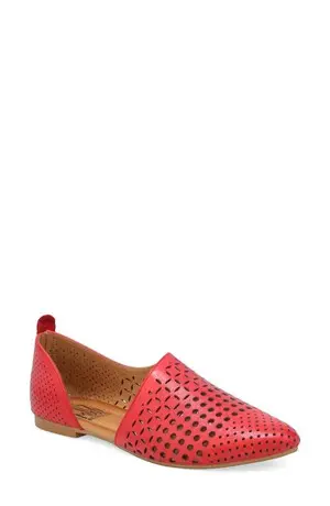 Miz Mooz Gwenna Leather D'orsay Flats - Scarlet
