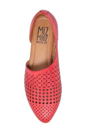 Miz Mooz Gwenna Leather D'orsay Flats - Scarlet