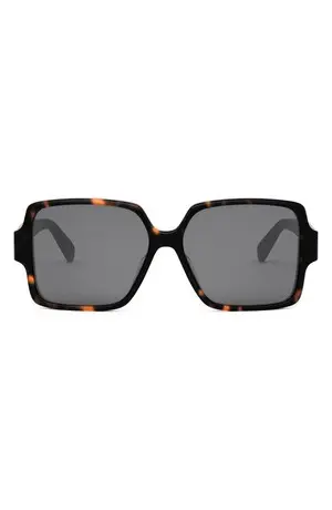 Celine Triomphe 60mm Square Sunglasses - Dark Havana / Smoke