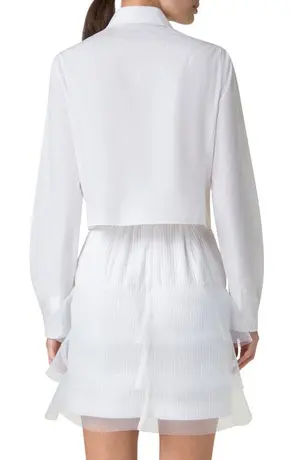 Akris Pleat Front Cotton Voile Crop Shirt