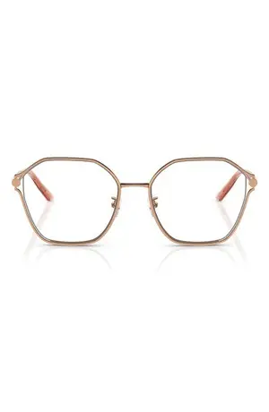 Versace Versace 55mm Geometric Eyeglasses Rose Gold