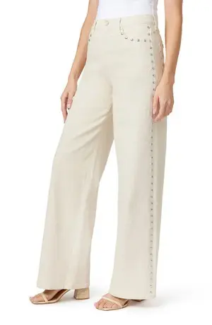 Habitual Studded High-rise Wide Leg Jeans - Ecru