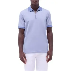 Bugatchi Contrast Trim Zip Polo Cobalt
