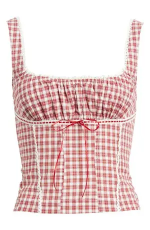 BDG URBAN OUTFITTERS Lena Rickrack Trim Check Camisole